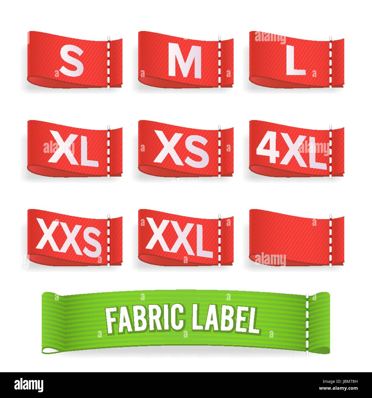 Size Label Fabric Vector. Realistic Set Bright Blank Fabric Labels Or ...