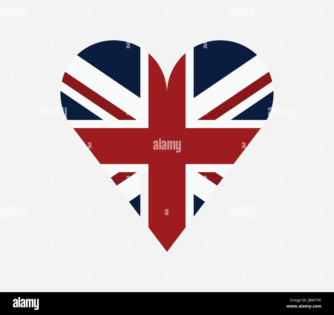 Great Britain flag with heart on white background in vector Stock ...