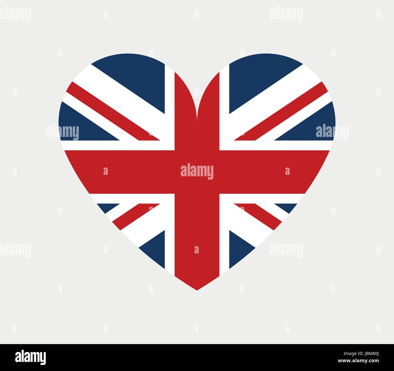 Great Britain flag with heart on white background in vector Stock ...