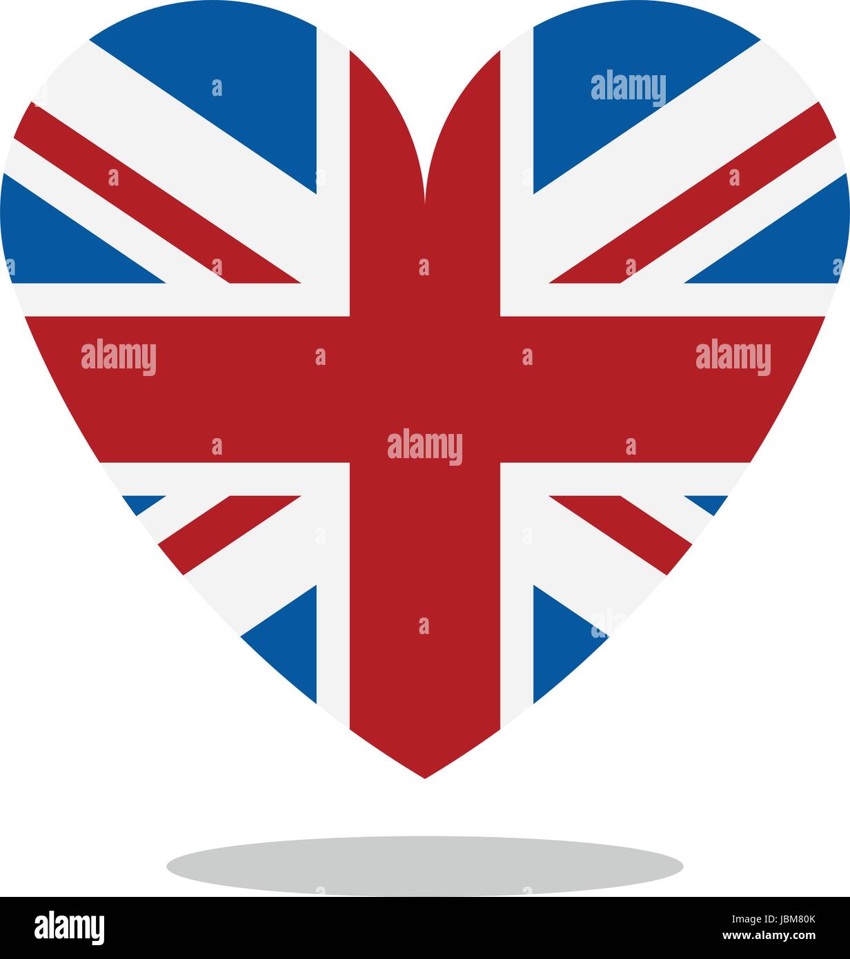 Great Britain flag with heart on white background in vector Stock ...