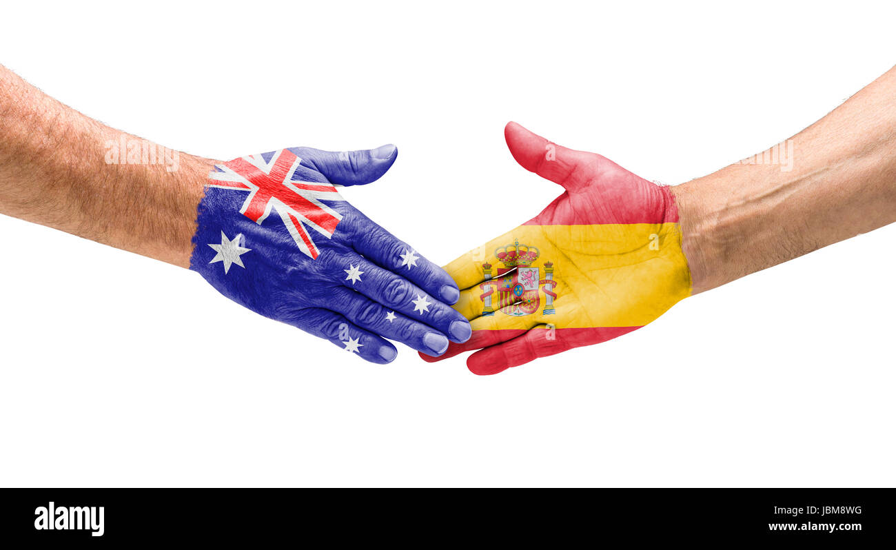 Handshake Australien und Spanien Stock Photo - Alamy