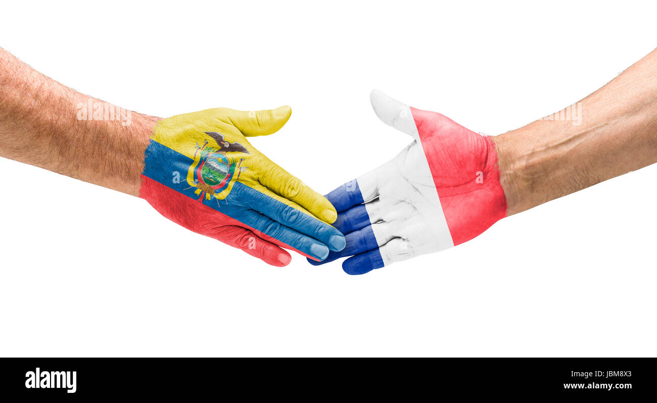 Handshake Ecuador und Frankreich Stock Photo - Alamy