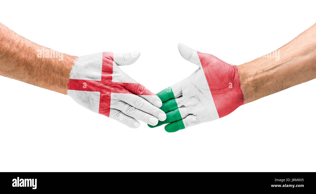 Handshake England und Italien Stock Photo - Alamy