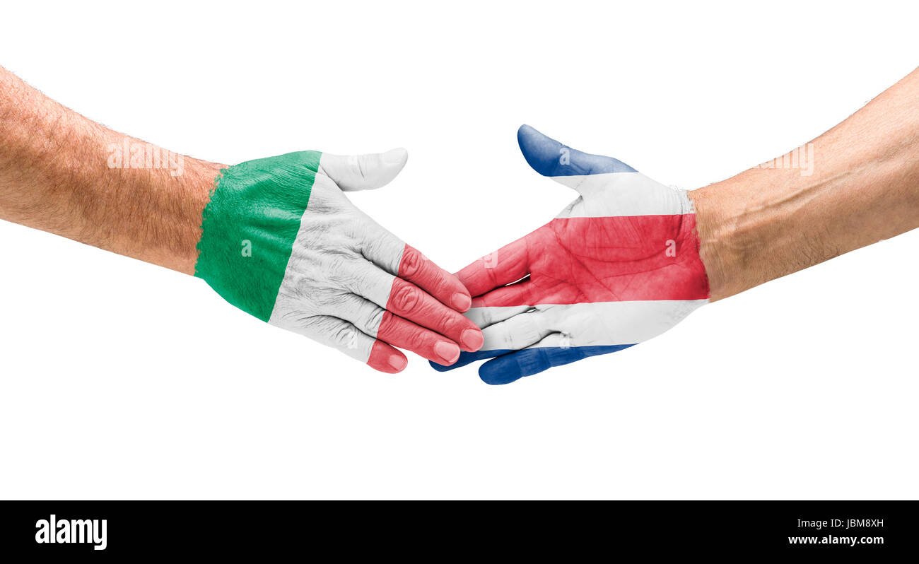 Handshake Italien und Costa Rica Stock Photo - Alamy