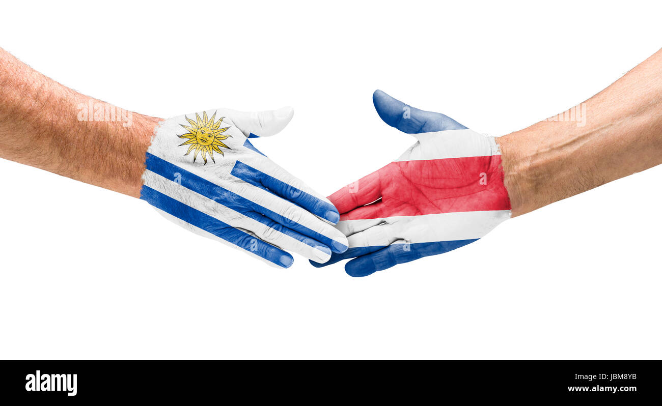 Handshake Uruguay und Costa Rica Stock Photo - Alamy