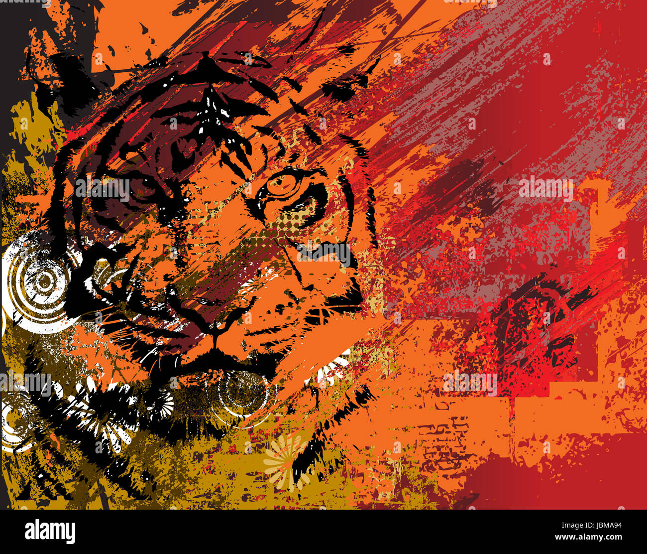 Tiger on abstract background. Artistic illustration Stock Photo - Alamy