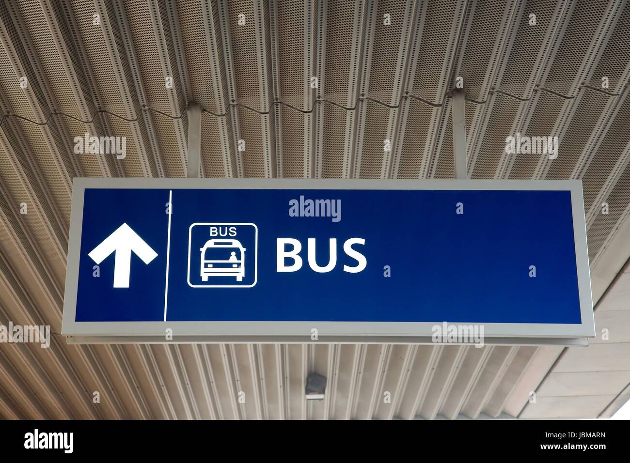 Bus sign at a transportation terminal Stock Photo - Alamy