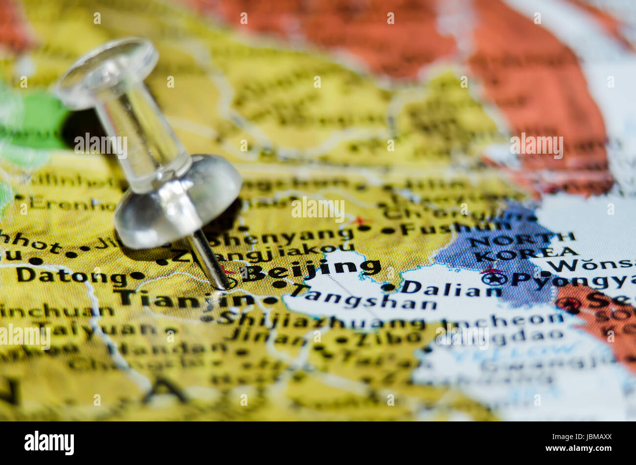 beijing china city pin on the map Stock Photo - Alamy