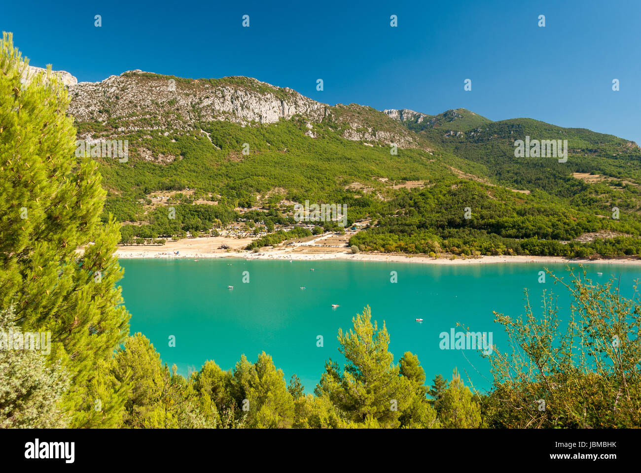 The lake of Sainte Croix, in Provence, during the summer Stock Photo ...