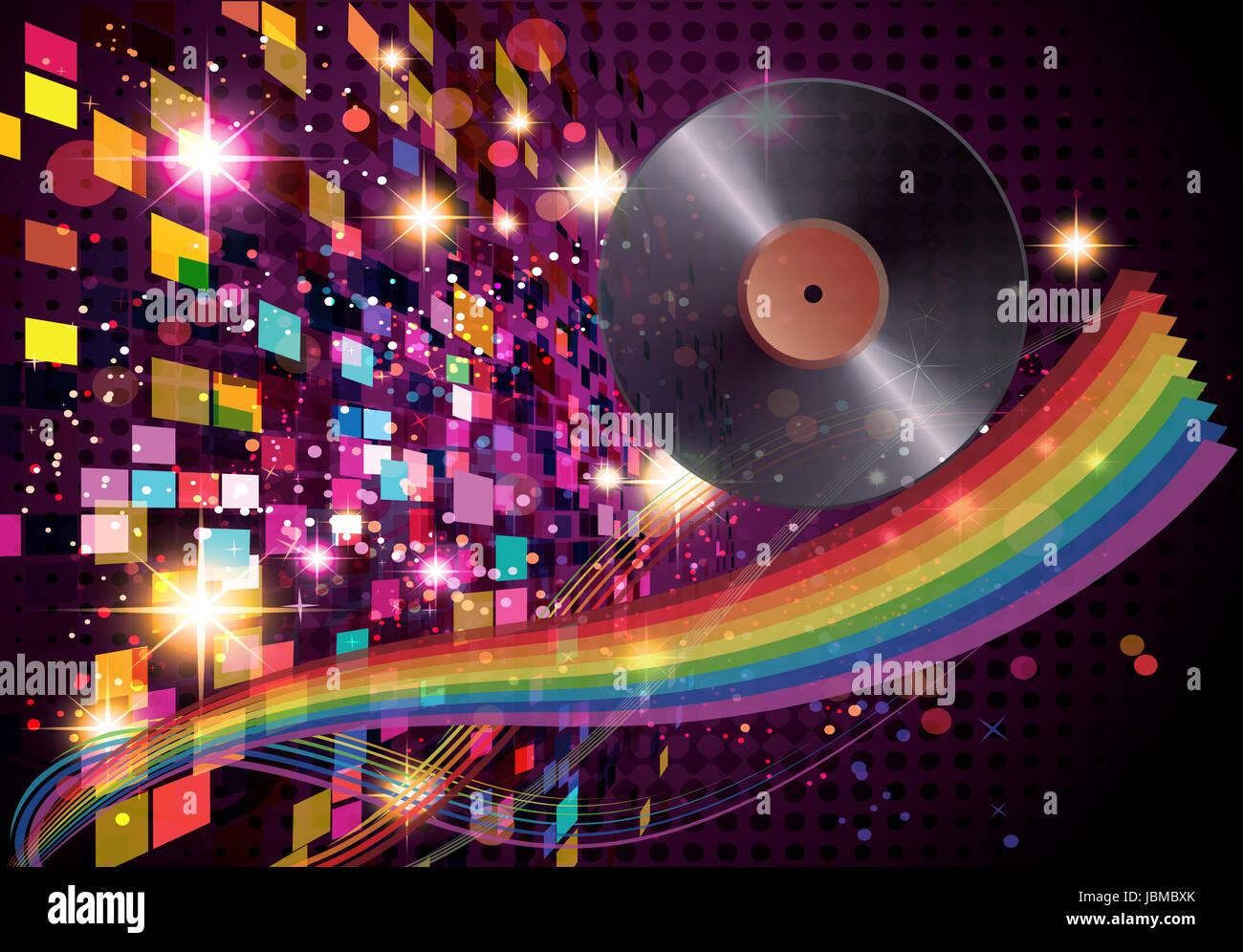Disco music on the colourful background Stock Photo - Alamy