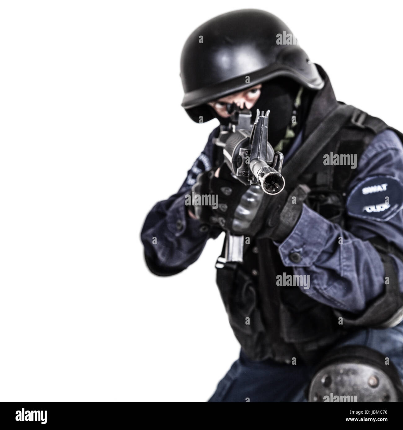 Special weapons and tactics SWAT team officer with his gun Stock Photo ...