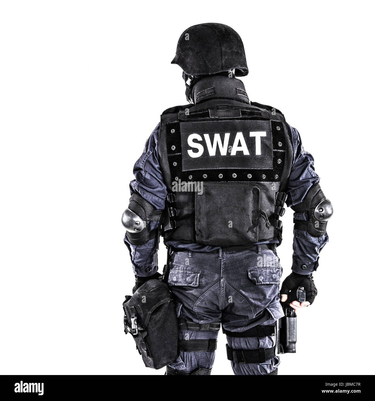 Special weapons and tactics SWAT team officer shot from behind Stock ...