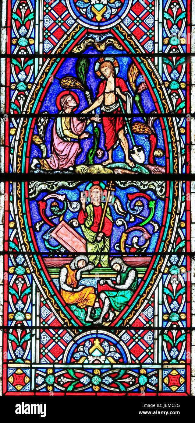 Resurrection window, stained glass by Adolph Didron of Paris, 1860 ...