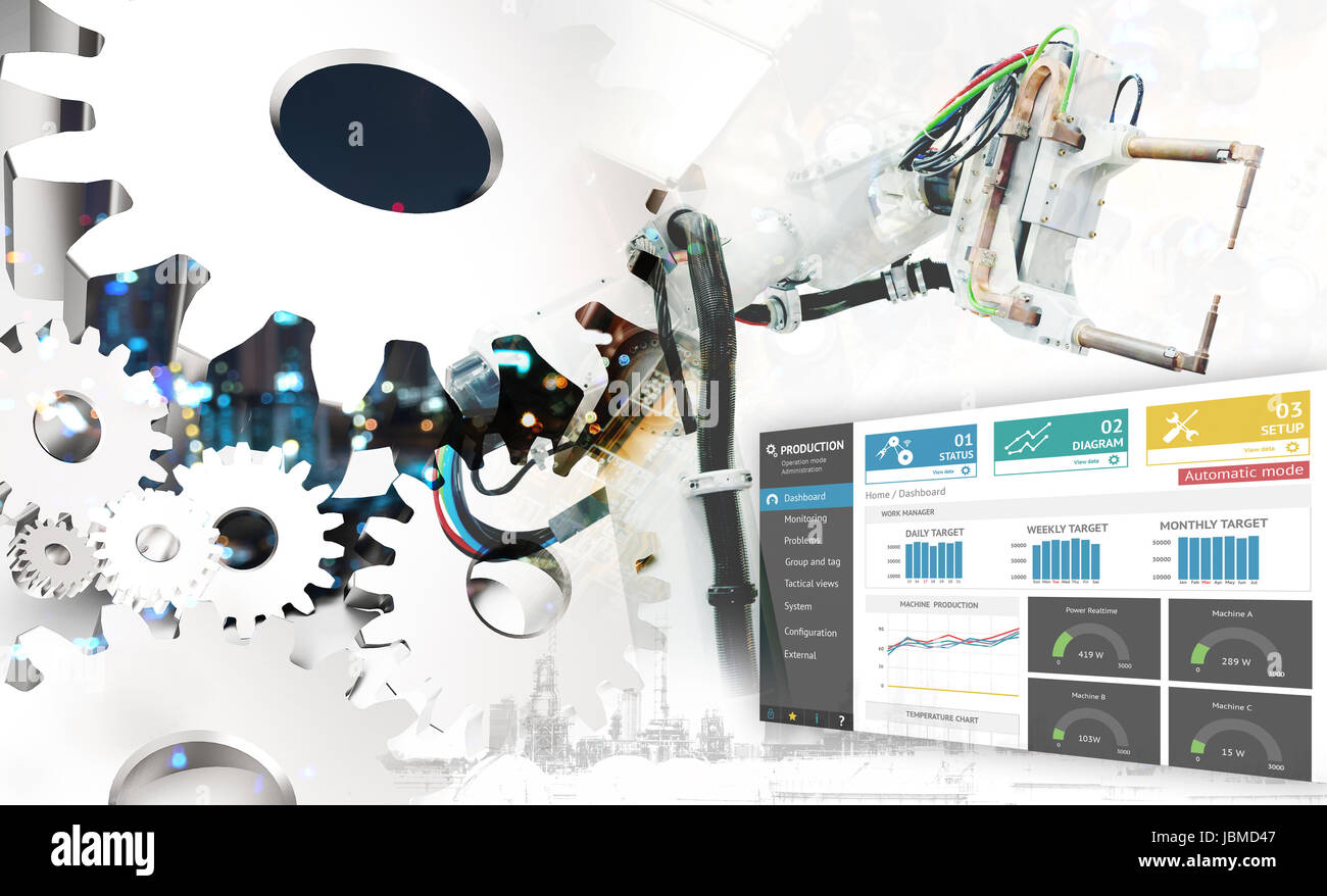 Industrial internet of things 4th concept. 3d Rendering engineer gears ...