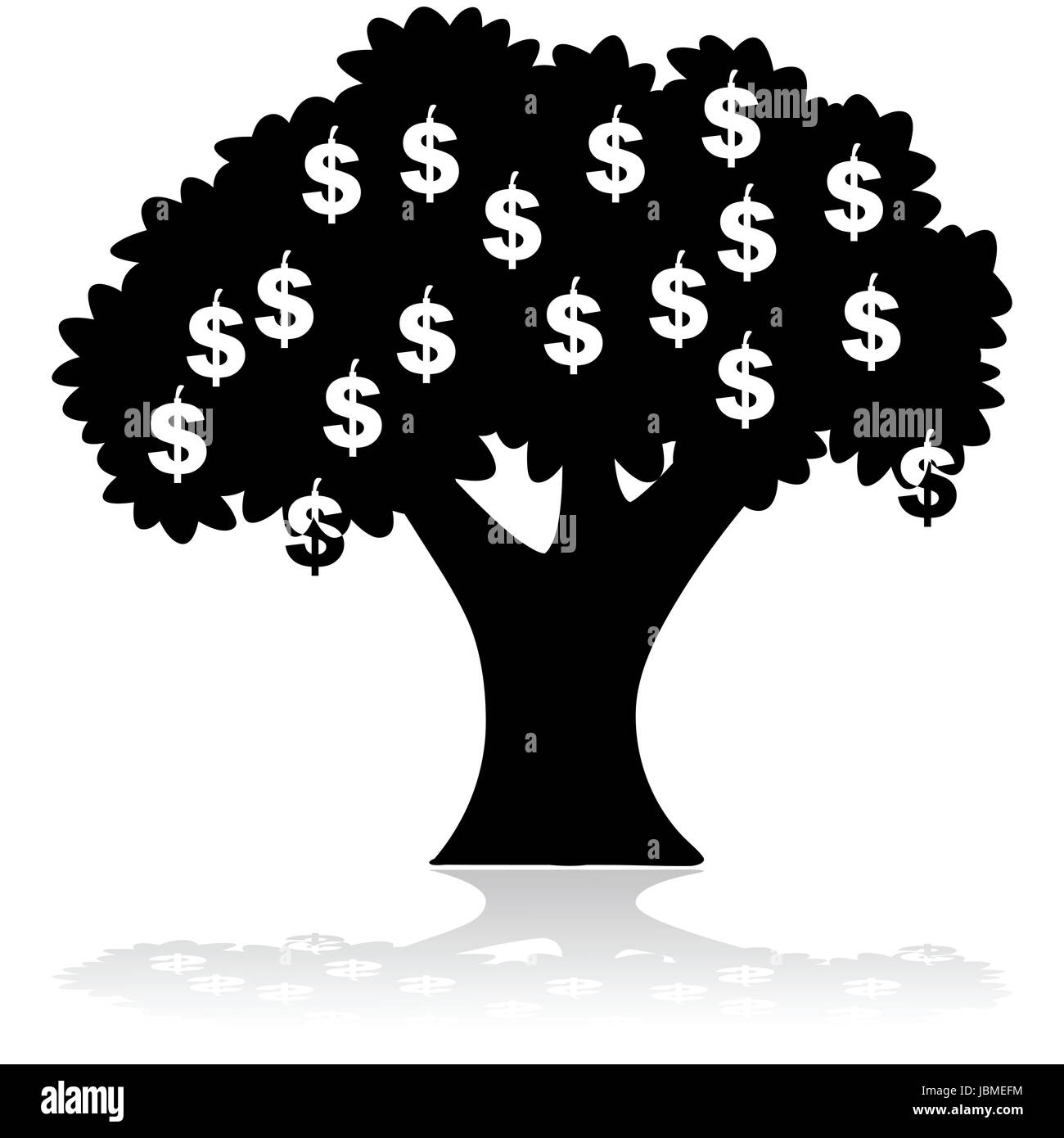 Concept illustration showing a tree with money (dollar signs) growing ...