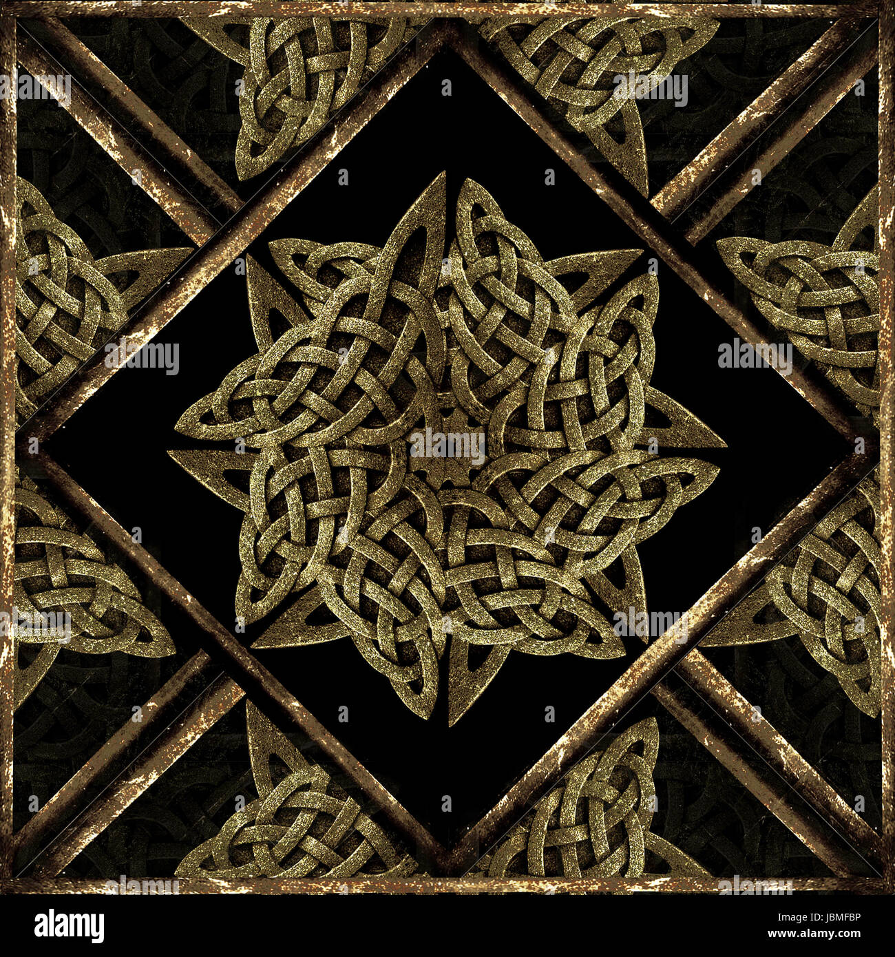 Stone celtic style decorative star symbol in yellow tones Stock Photo ...