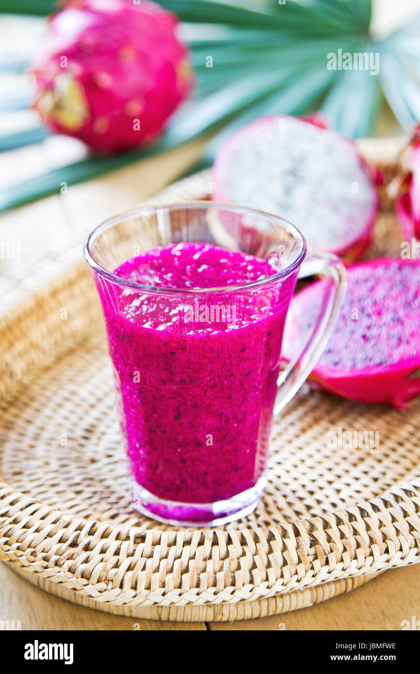 Purple Dragon fruit smoothie by fresh ingredient Stock Photo - Alamy