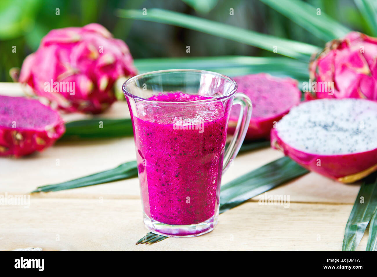 Purple Dragon fruit smoothie by fresh ingredient Stock Photo - Alamy