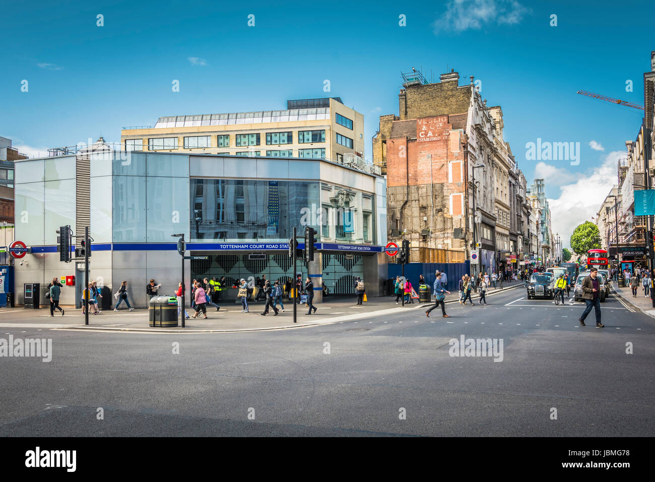 The new Tottenham Court Road station in London's West End, UK Stock ...