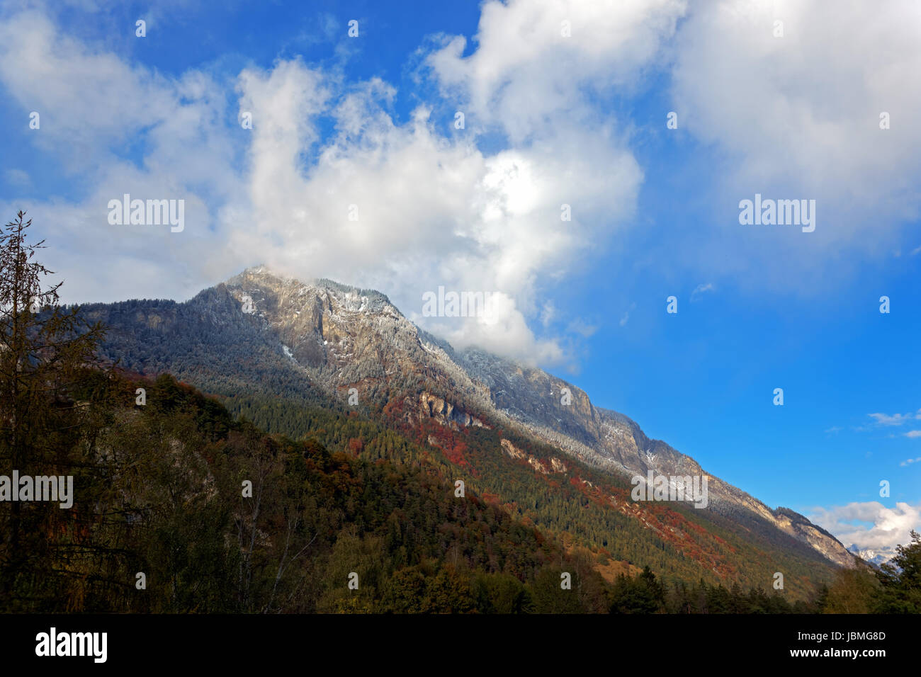 First snow in the Swiss Alps near Chur Stock Photo - Alamy