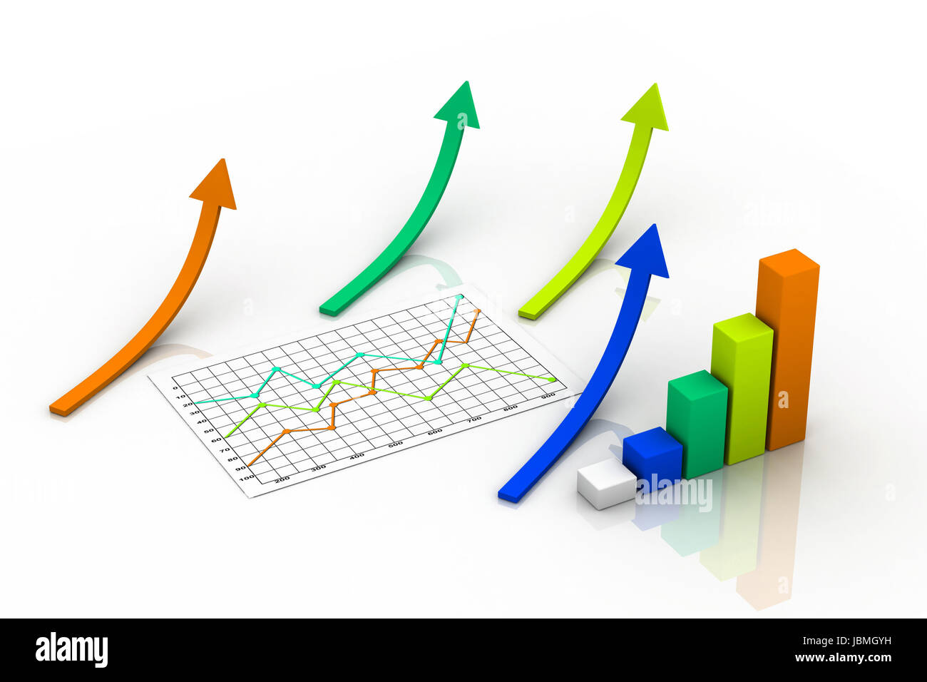 3d graph showing rise in profits or earnings Stock Photo - Alamy