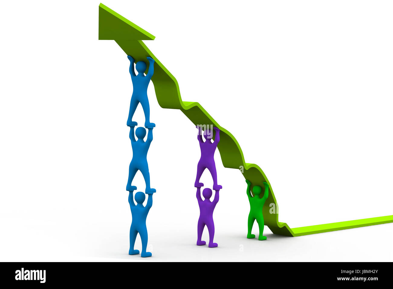 Colorful People pushing up the arrow Stock Photo - Alamy