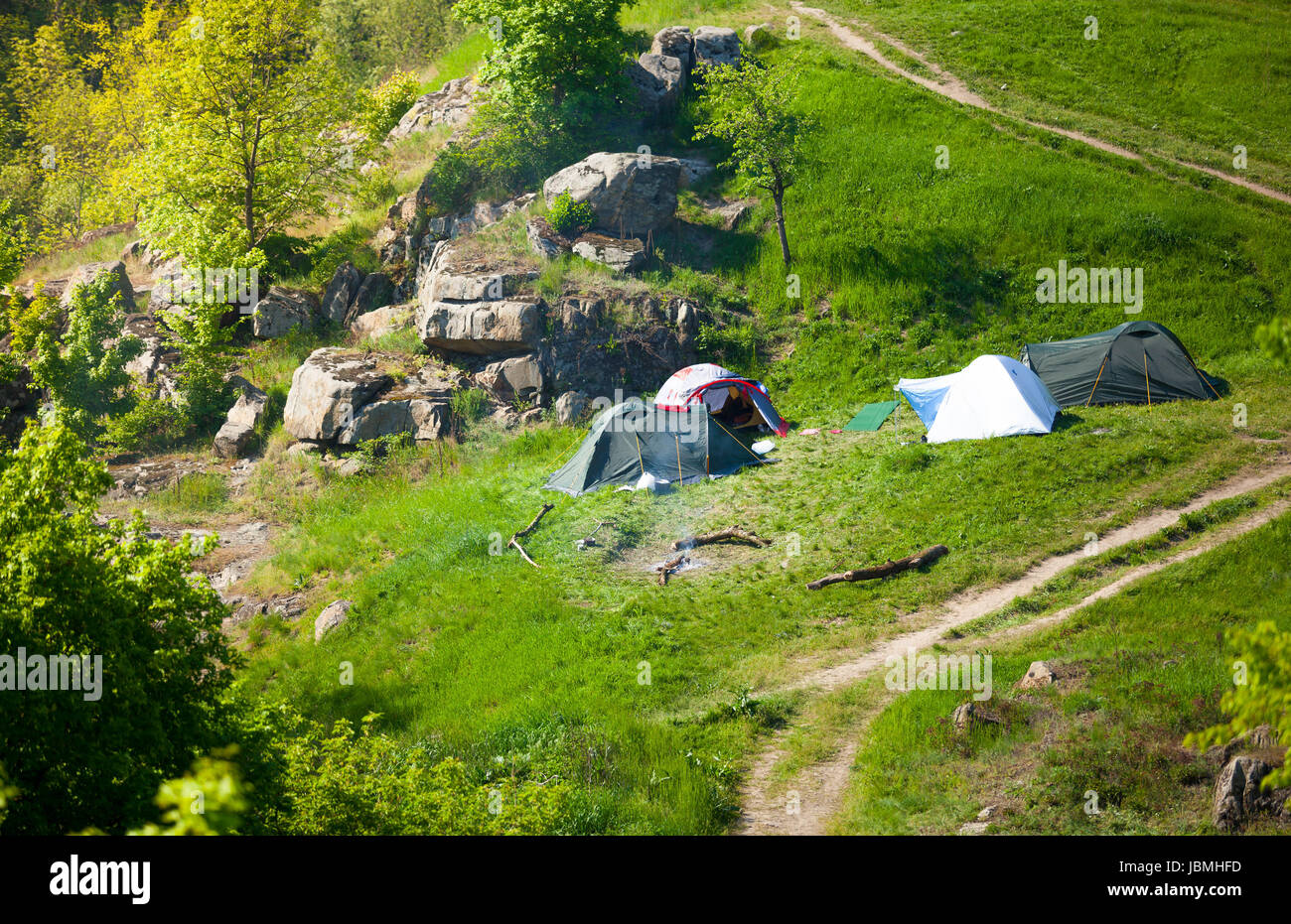 Photo of camping at european mountains Stock Photo - Alamy