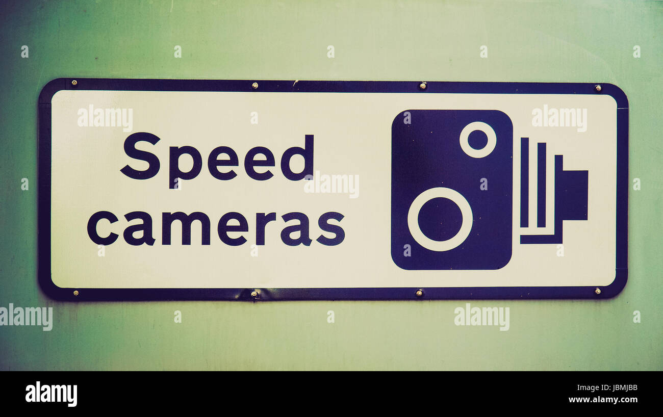 Vintage retro looking A traffic or a construction site sign Stock Photo ...