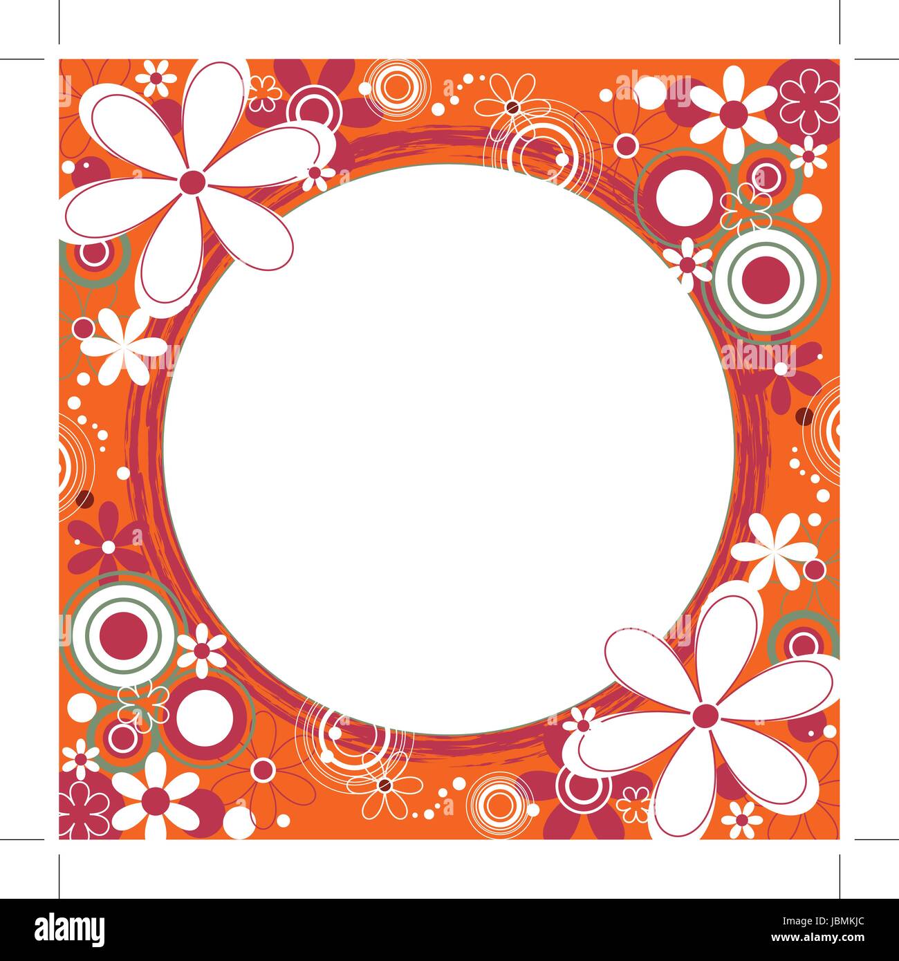 Floral background with retro flowers and circle designs Stock Vector ...
