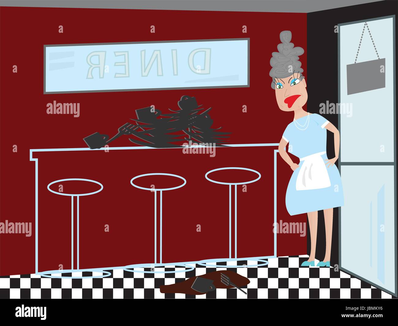 1950s diner black white Stock Vector Images - Alamy