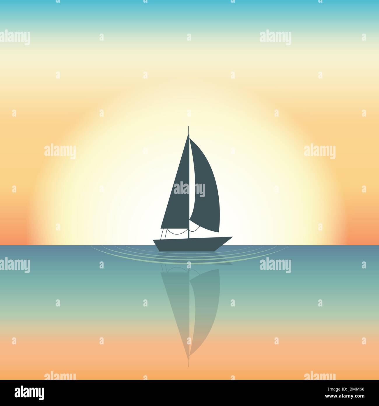 Floating boat Vector illustration Silhouette of a sailing boat floating in the middle of the sea ...