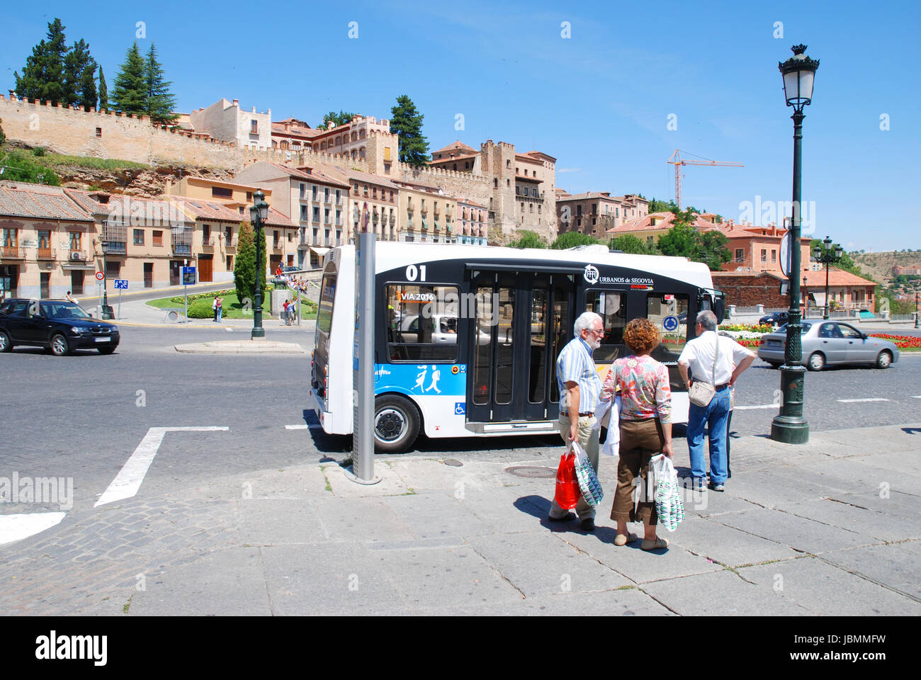 Touristic bus stop. Segovia, Spain Stock Photo - Alamy