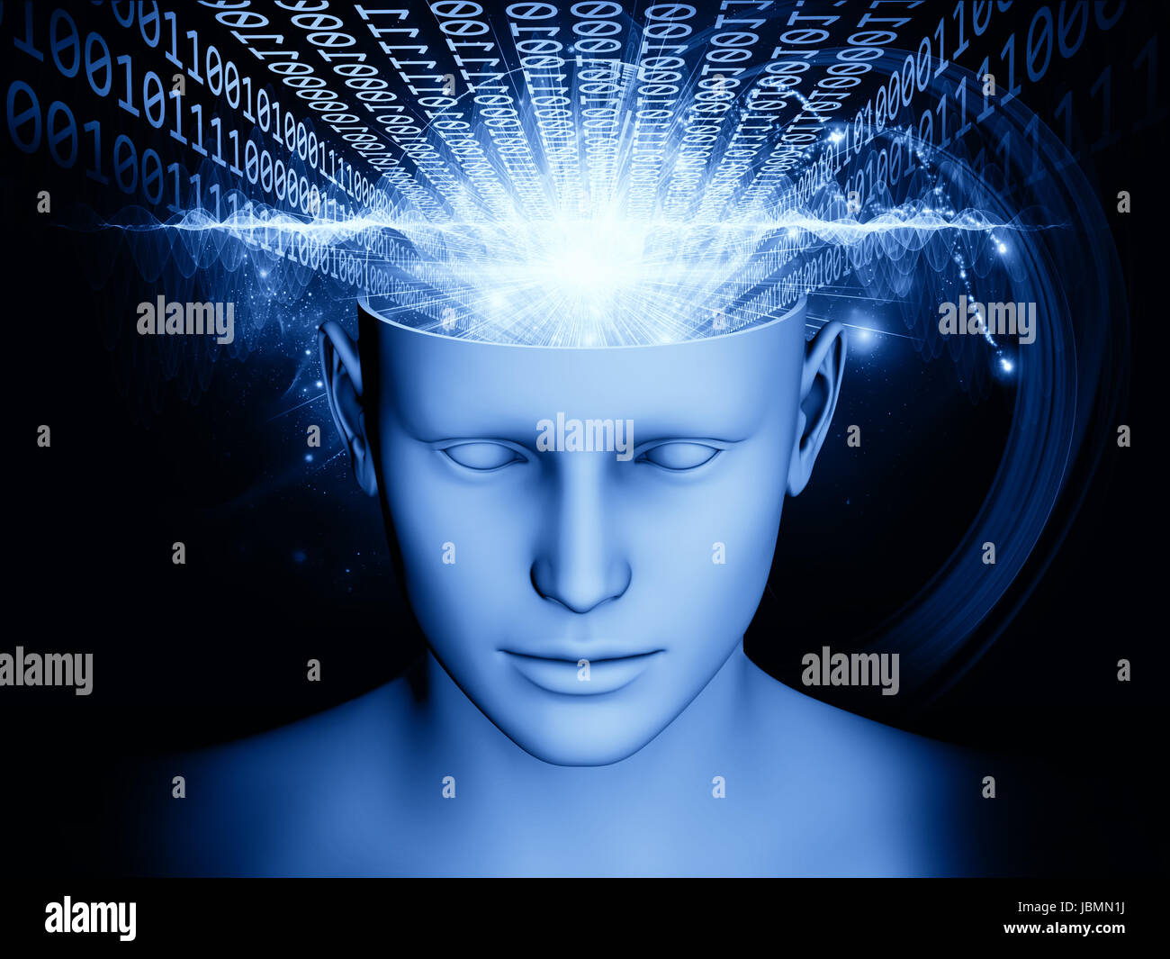 Design composed of human head and symbolic elements as a metaphor on ...