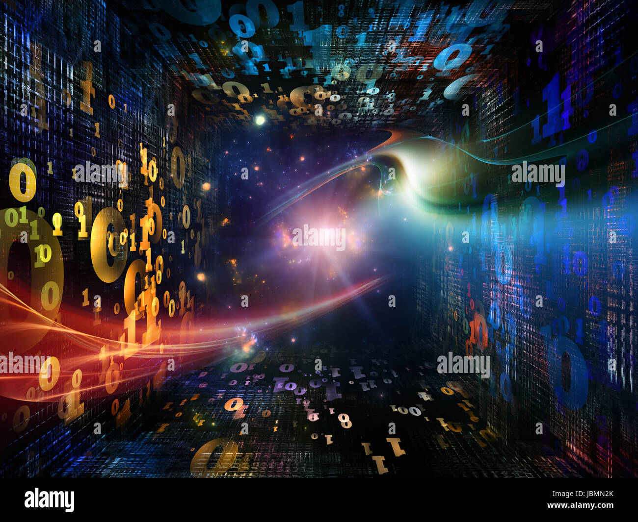 Number Tunnel series. Composition of colorful numbers and light waves ...