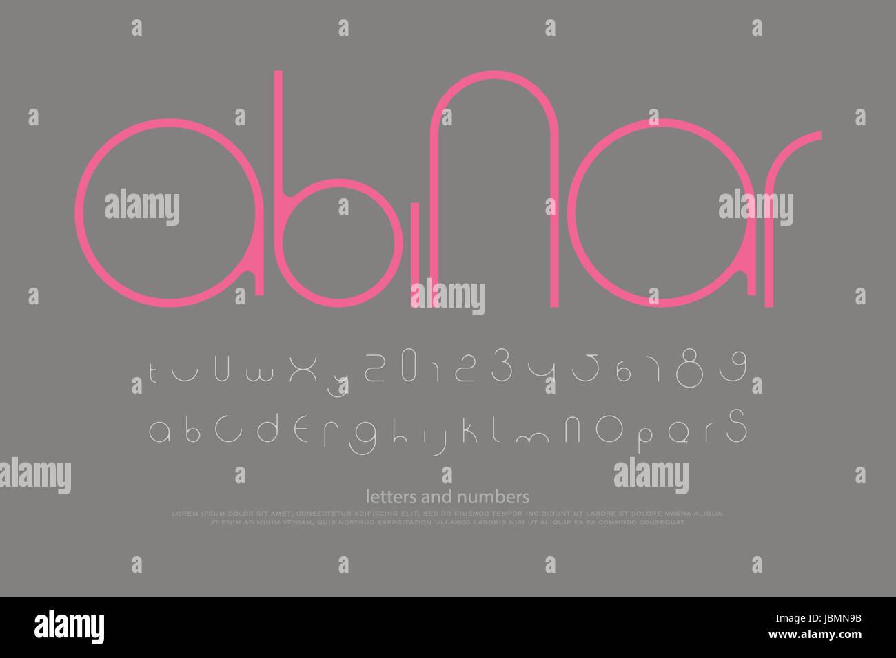 round style alphabet letters and numbers. vector, minimalistic font ...