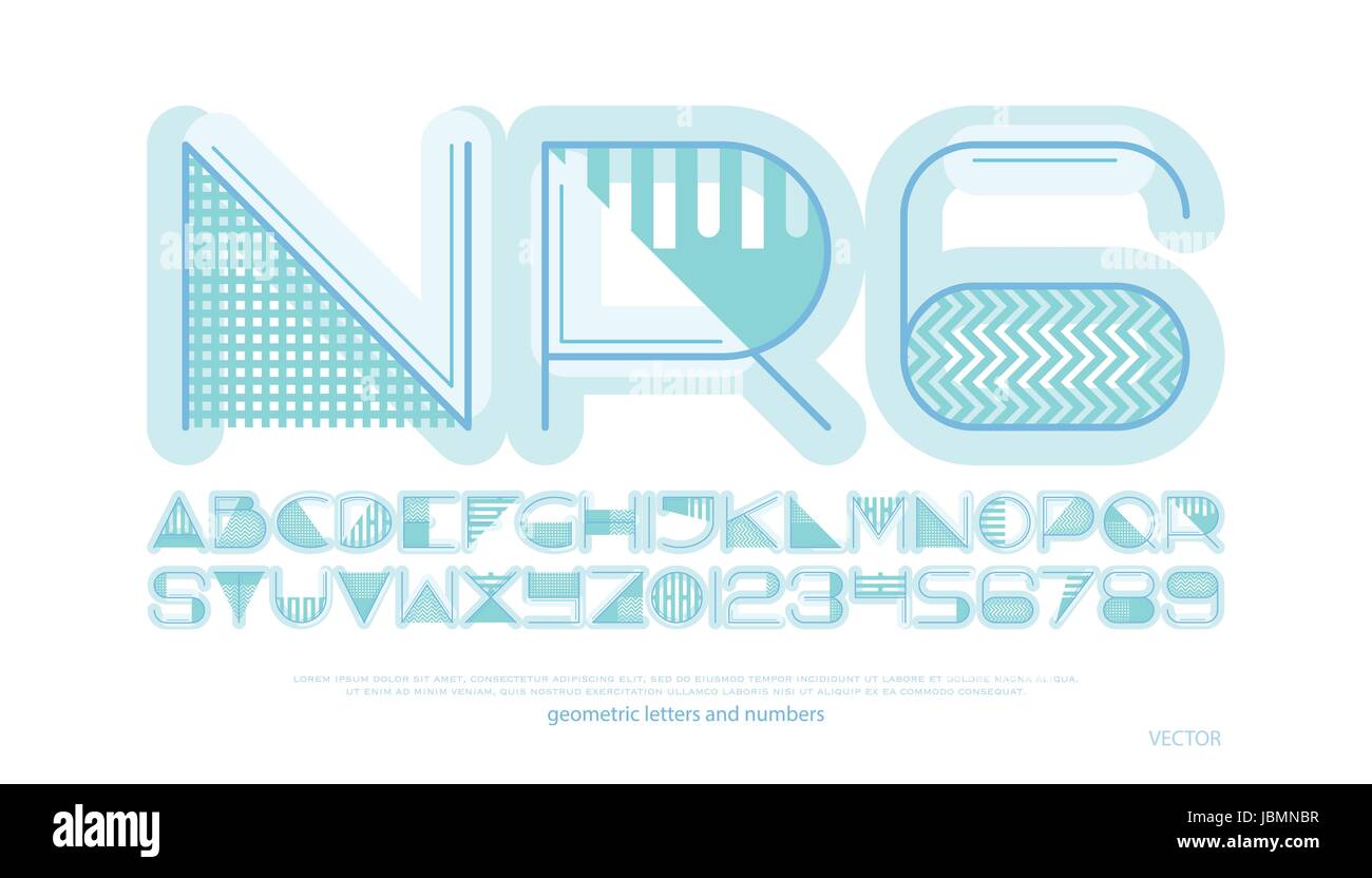geometric style alphabet letters and numbers. vector font type design ...