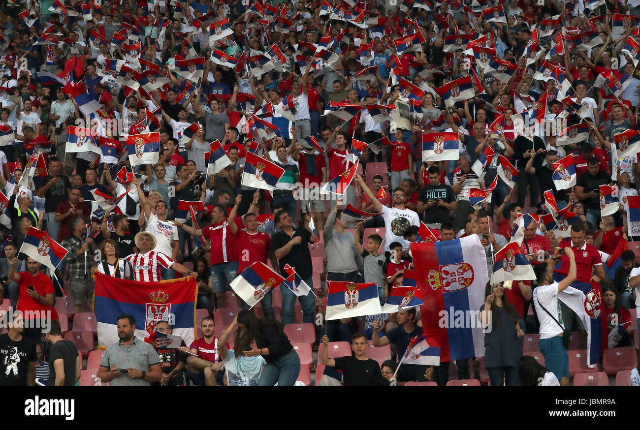 Serbia fans in the stands during the 2018 FIFA World Cup Qualifying ...