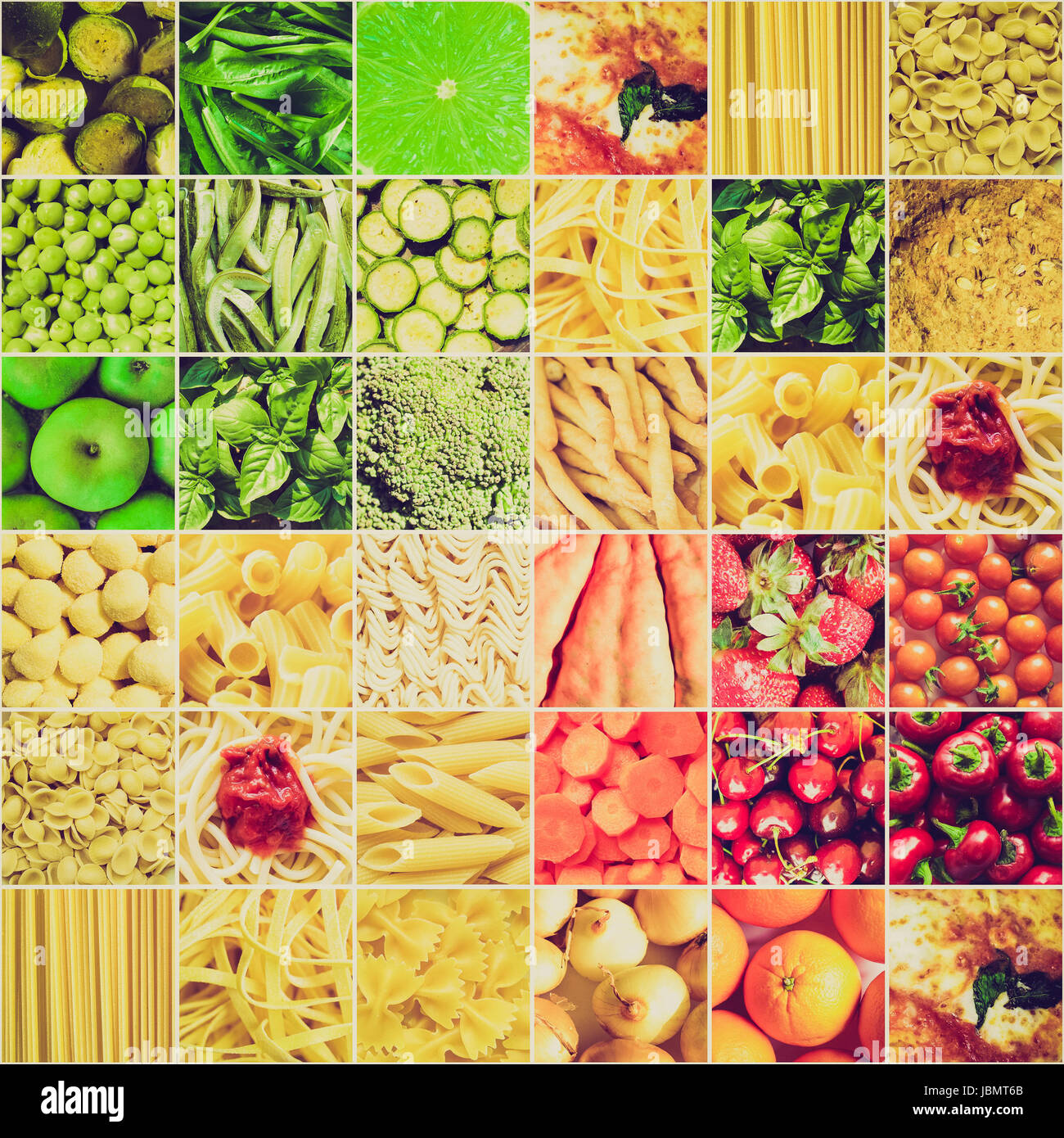Vintage retro looking Food collage including pictures of vegetables ...