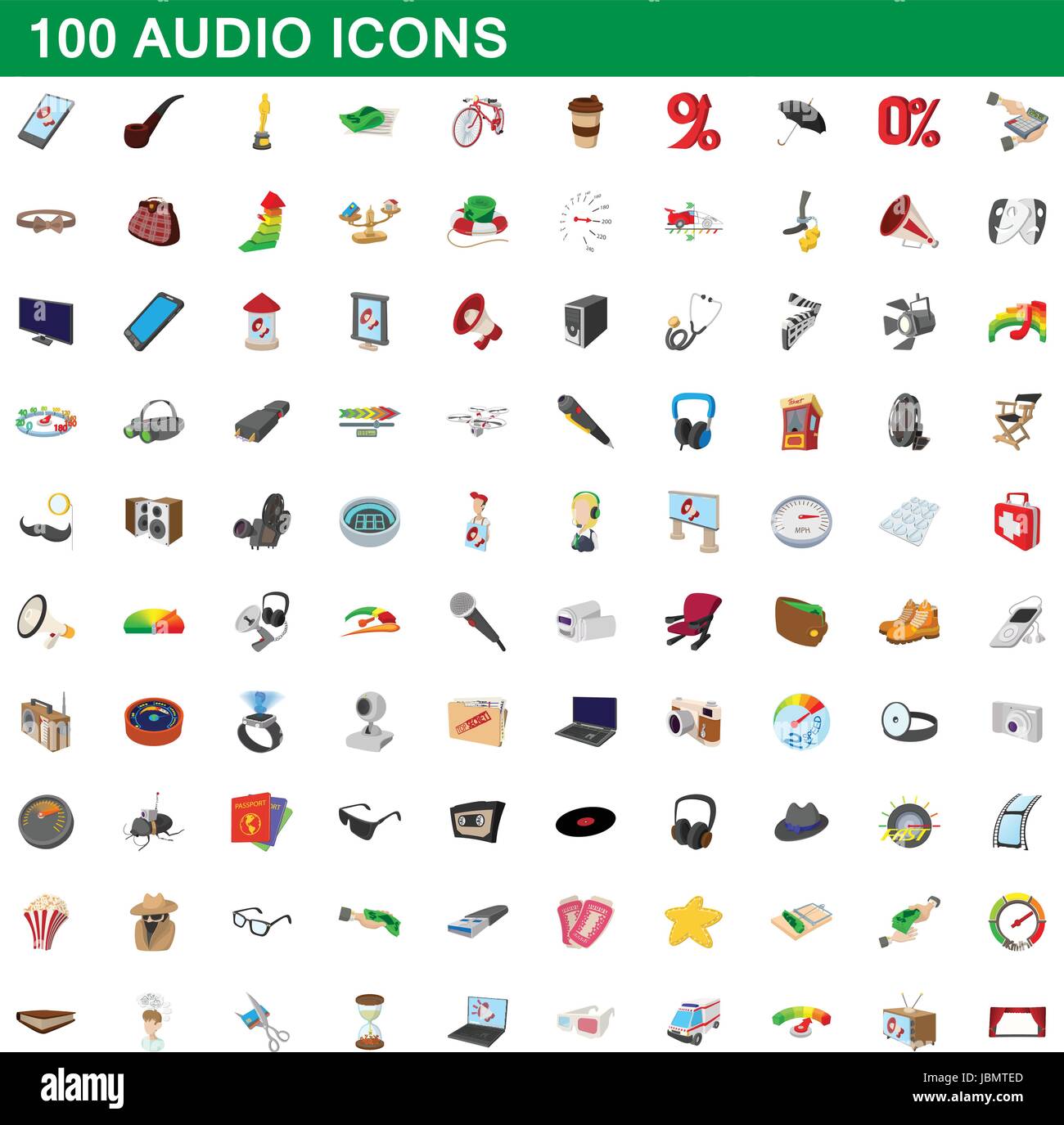 100 audio icons set, cartoon style Stock Vector Image & Art - Alamy