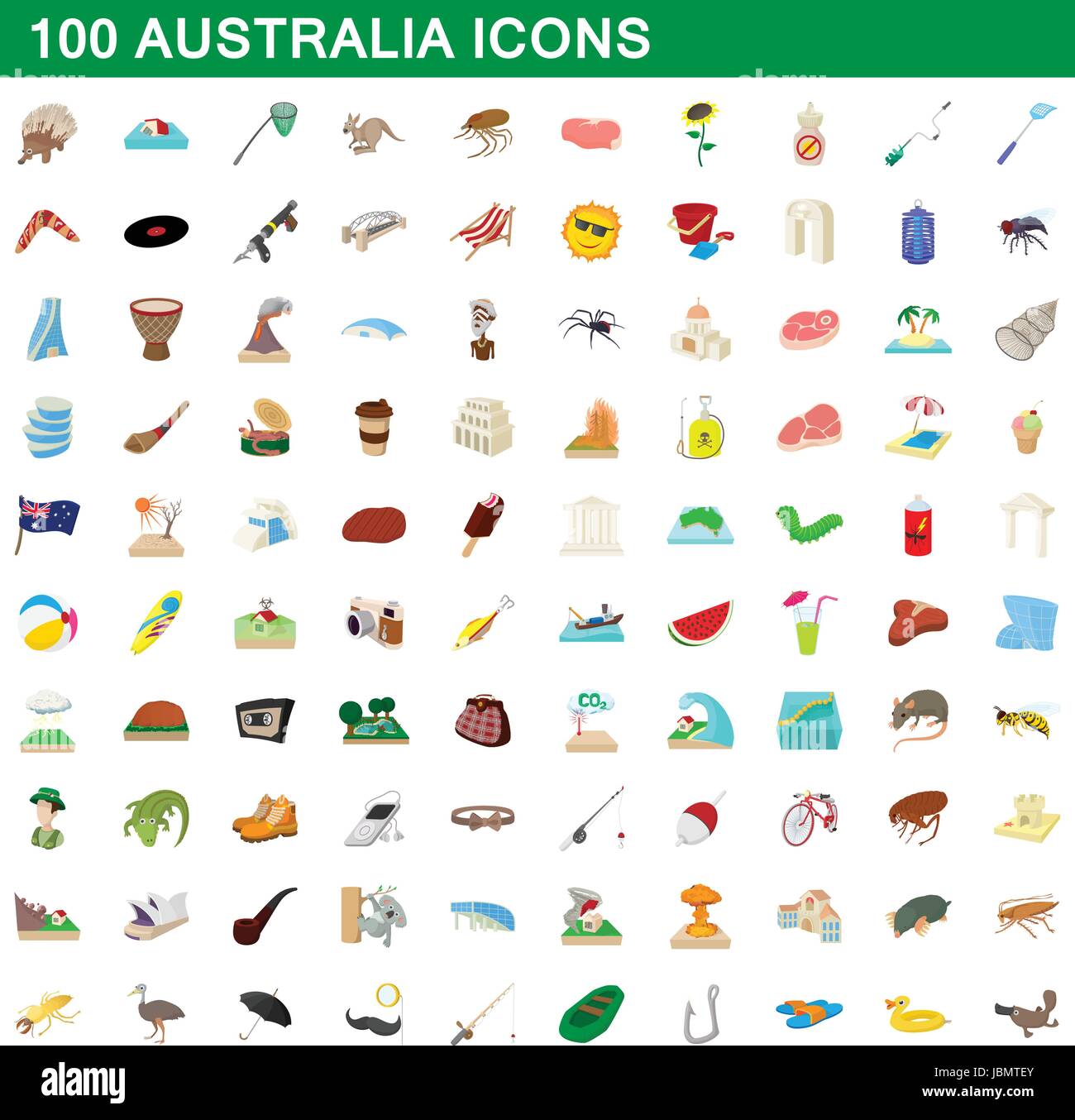 100 australia icons set, cartoon style Stock Vector Image & Art - Alamy
