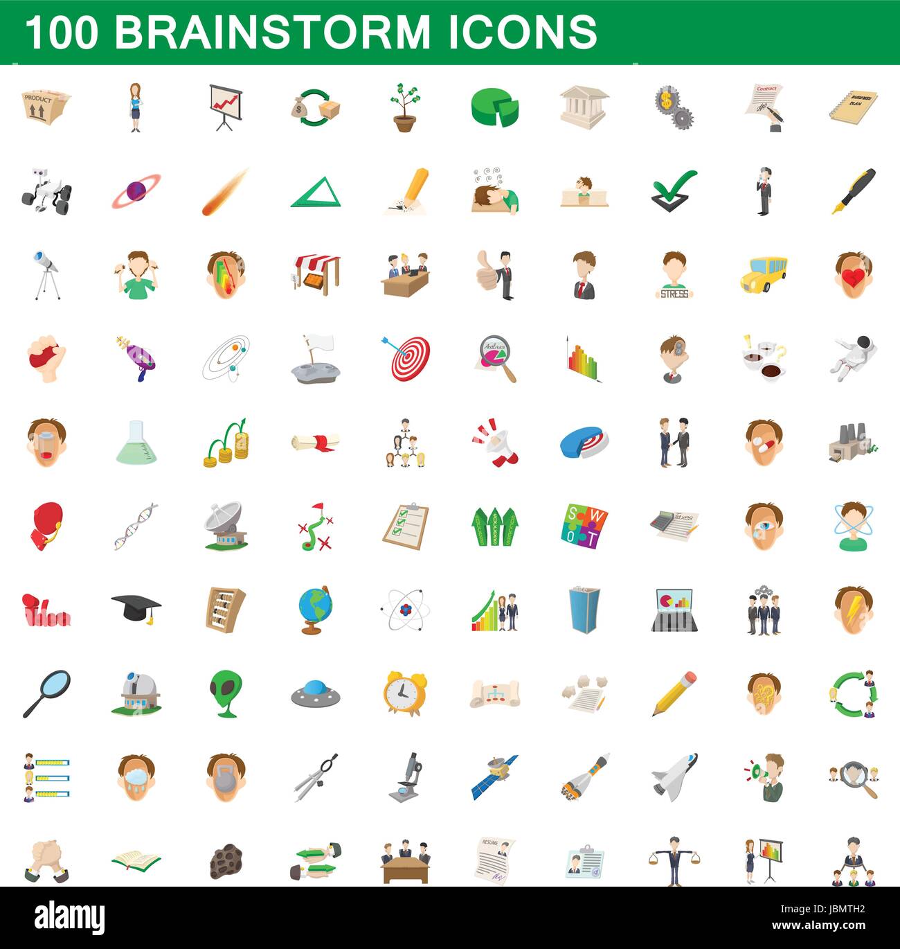 Brainstorming icons set cartoon hi-res stock photography and images - Alamy