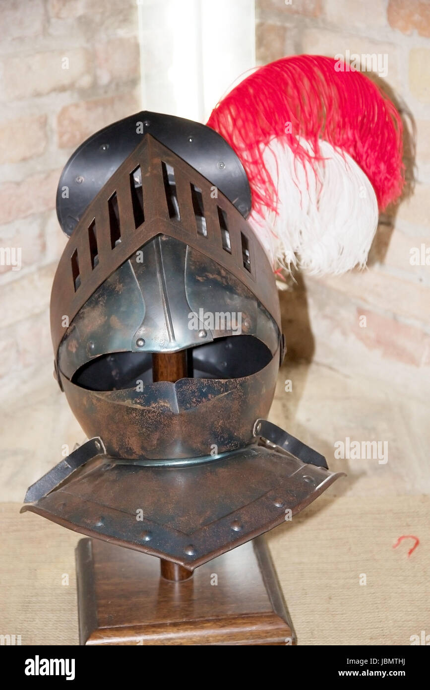 Medieval close helmet. A bowl helmet with a moveable visor Stock Photo ...