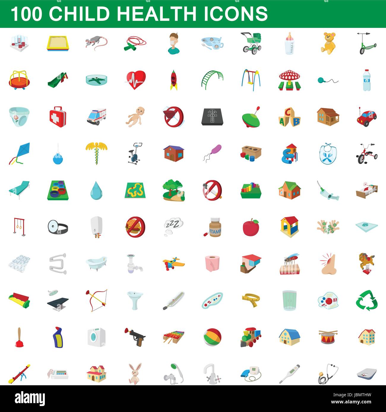 100 child health icons set, cartoon style Stock Vector Image & Art - Alamy