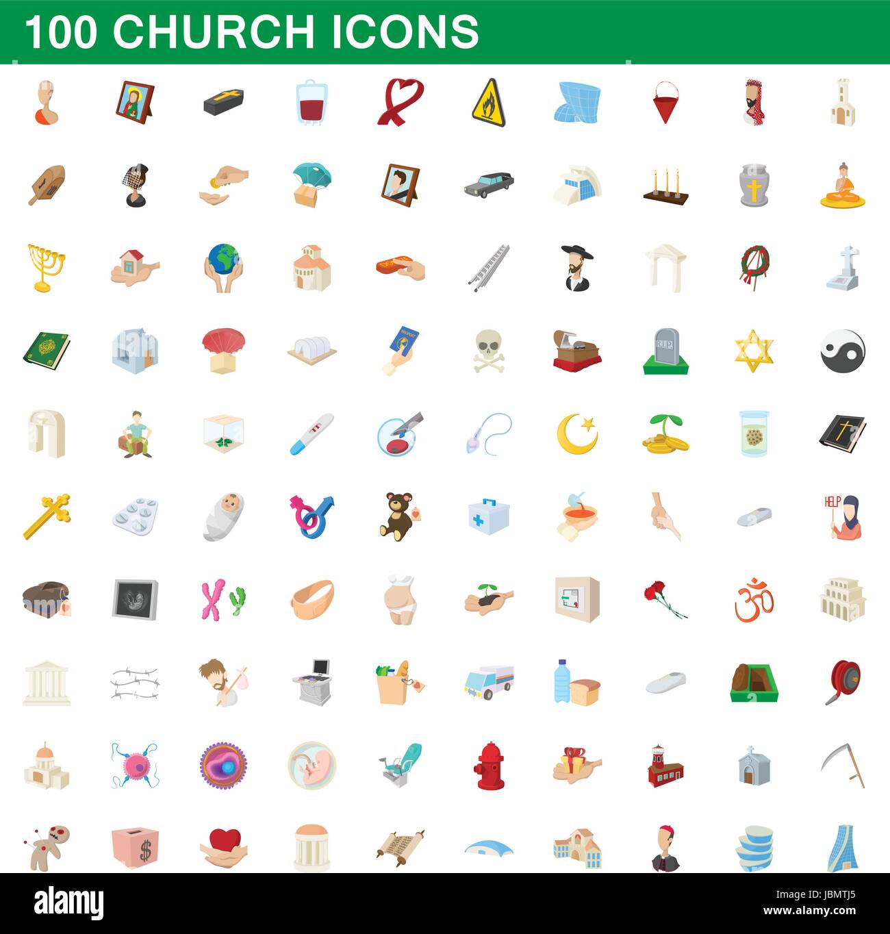 100 church icons set, cartoon style Stock Vector Image & Art - Alamy