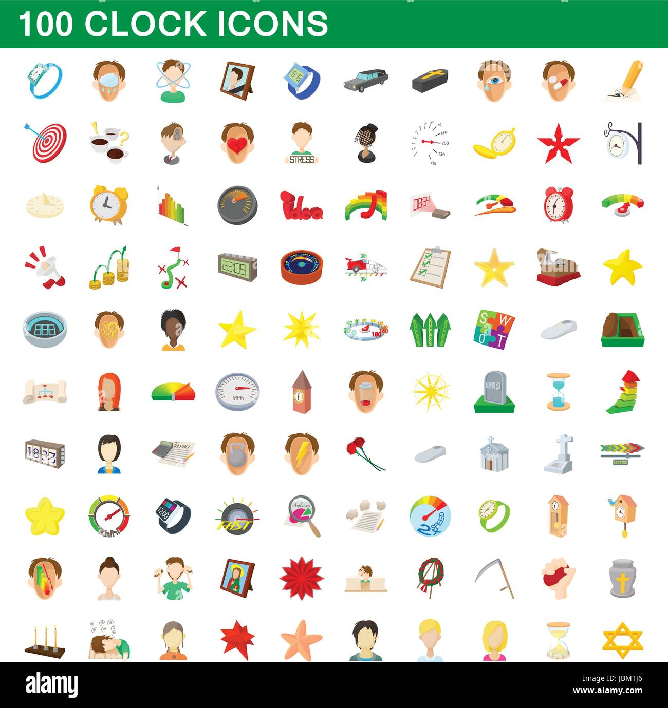 100 clock icons set, cartoon style Stock Vector Image & Art - Alamy