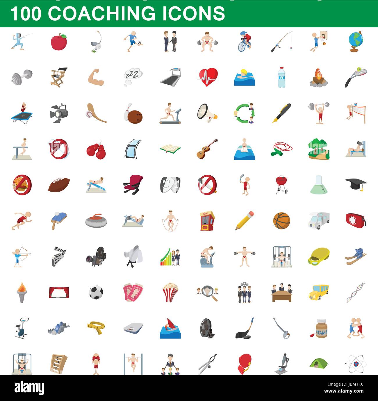 100 coaching icons set, cartoon style Stock Vector Image & Art - Alamy