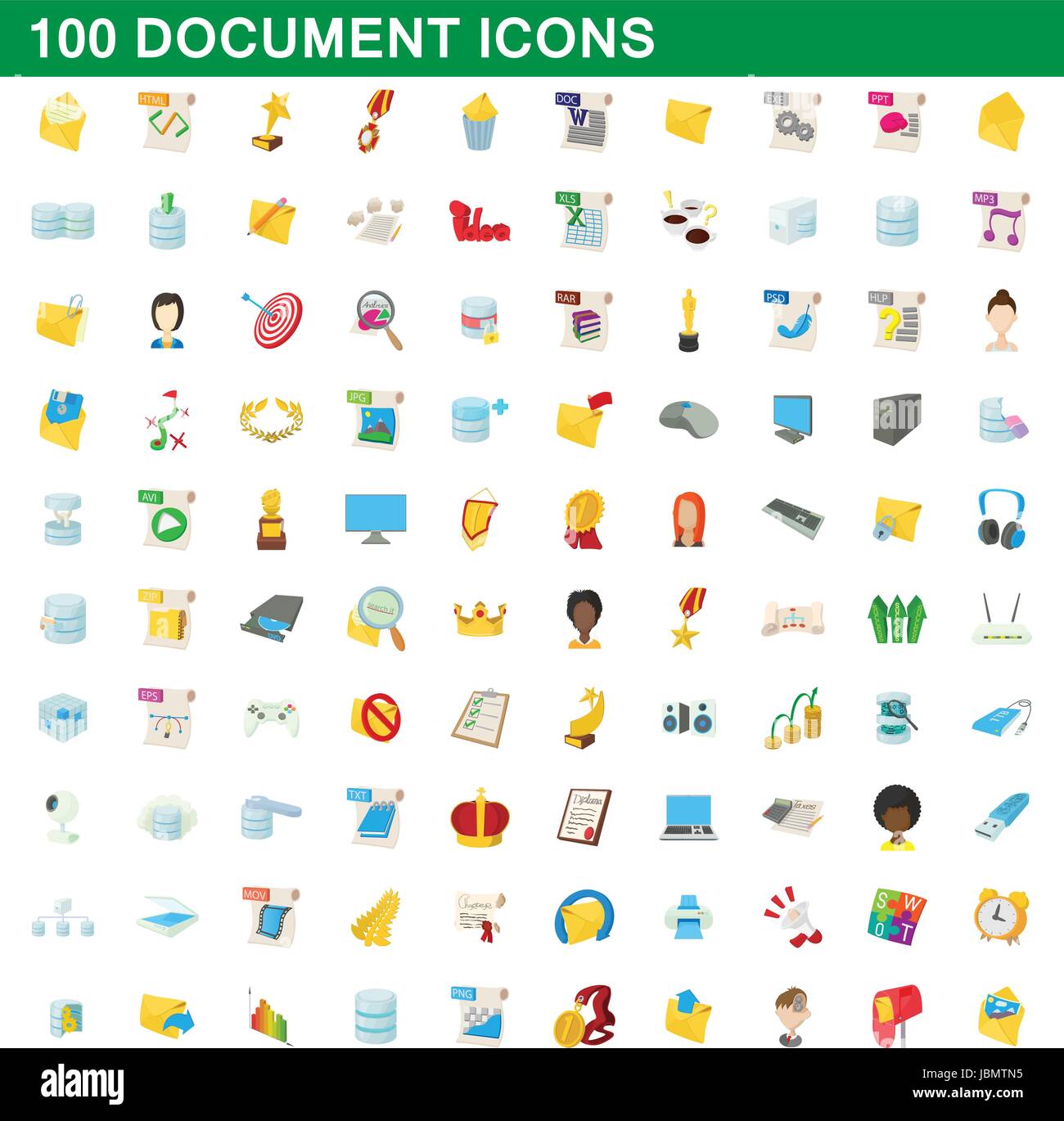 100 document icons set, cartoon style Stock Vector Image & Art - Alamy
