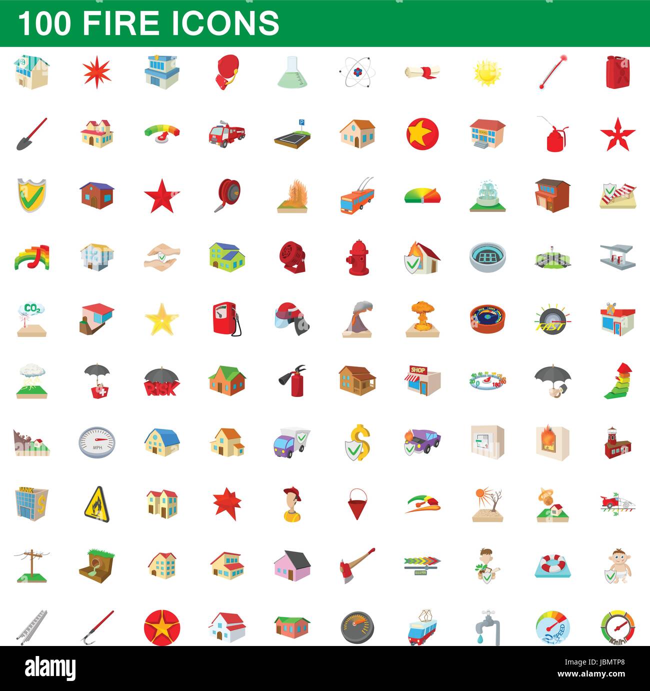 100 fire icons set, cartoon style Stock Vector Image & Art - Alamy