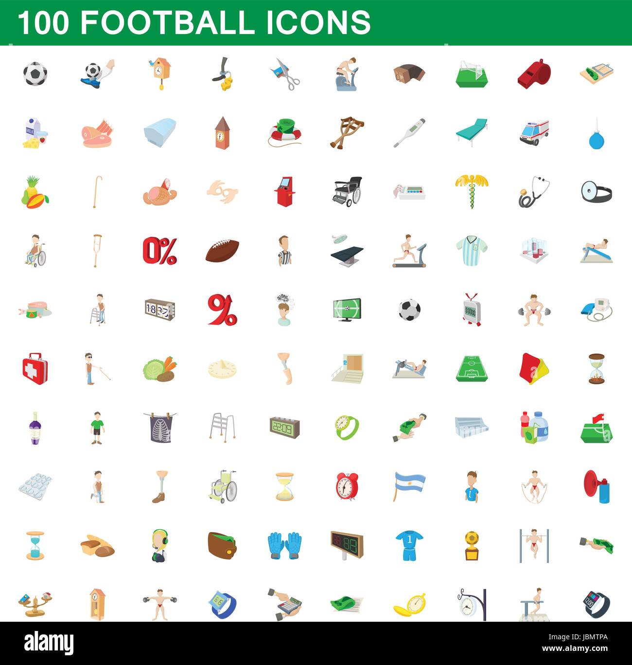 100 football icons set, cartoon style Stock Vector Image & Art - Alamy