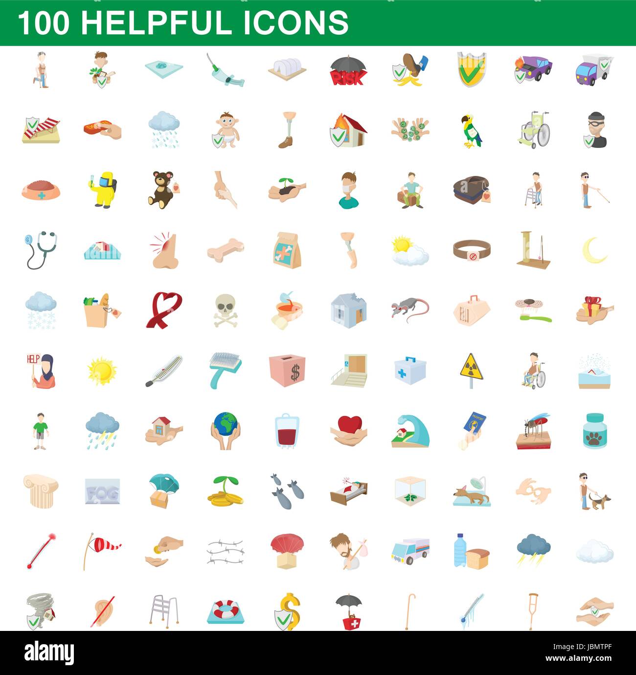 100 helpful icons set, cartoon style Stock Vector Image & Art - Alamy